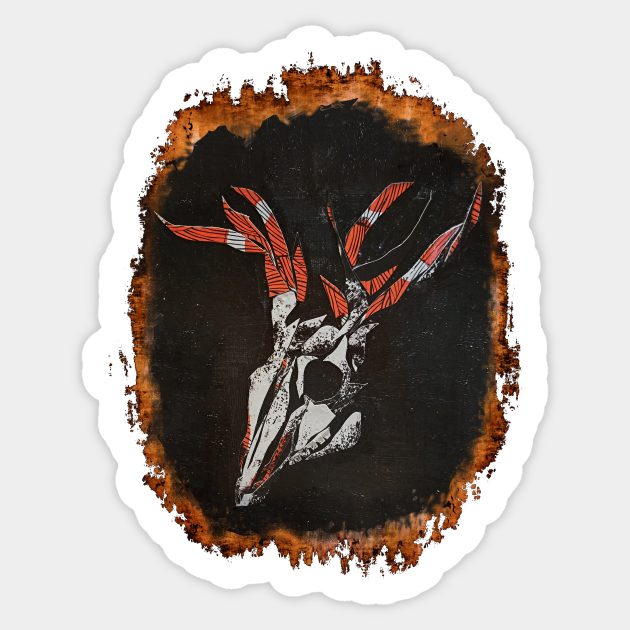 Wendigo Skull traditional media decoupage burned wood scary cryptid ...