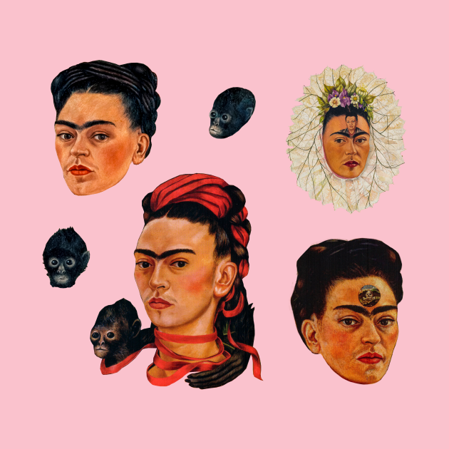 The Many Faces of Frida (with some monkeys) - Frida Kahlo - Tapestry ...