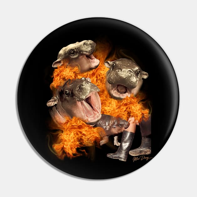 Moo Deng Is Fire! - Moo Deng - Pin | TeePublic