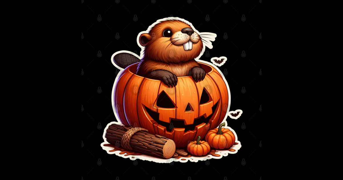 Halloween Beaver Bóbr Bober pumpkin - Halloween Beaver - Sticker ...