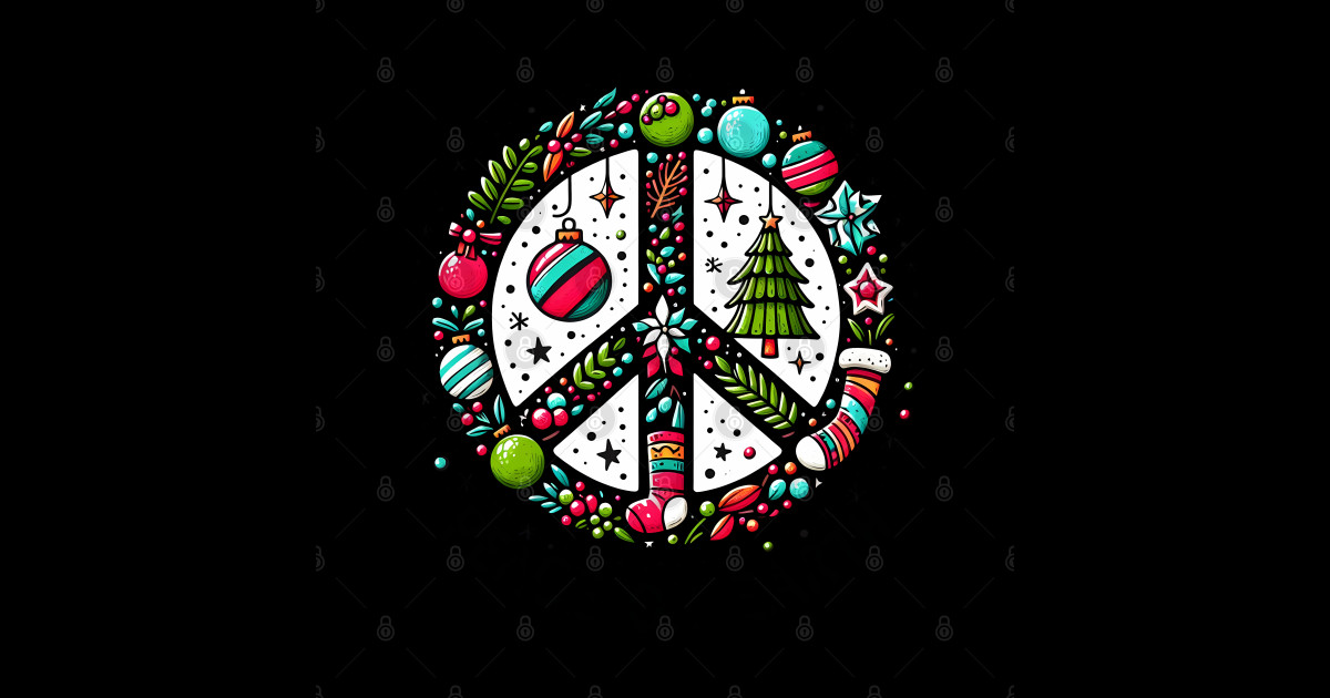 Christmas Peace Symbol Peace on Earth - Christmas - Sticker | TeePublic