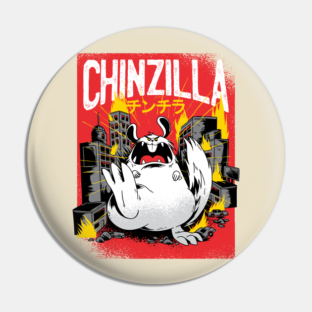 Godzilla "Chinzilla" Classic Movie Parody - Godzilla - Pin | TeePublic