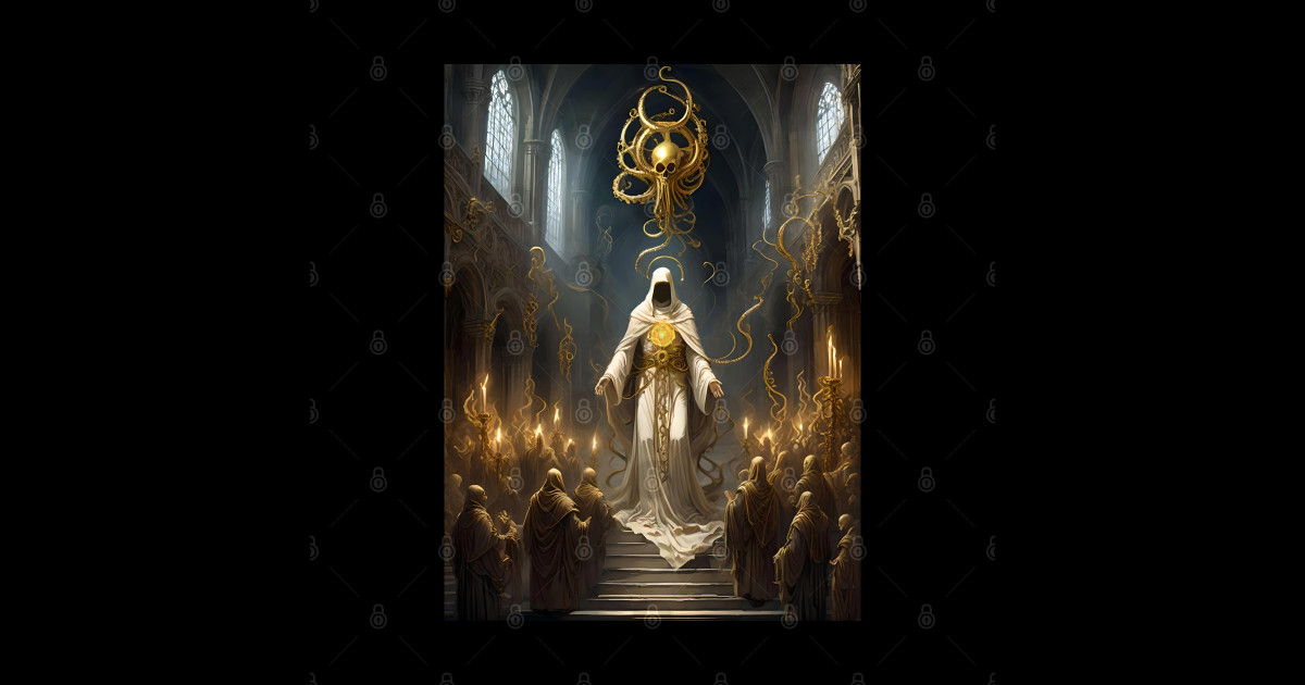 Mystical Occult Priest in a Gothic Cathedral – Dark Fantasy Art ...