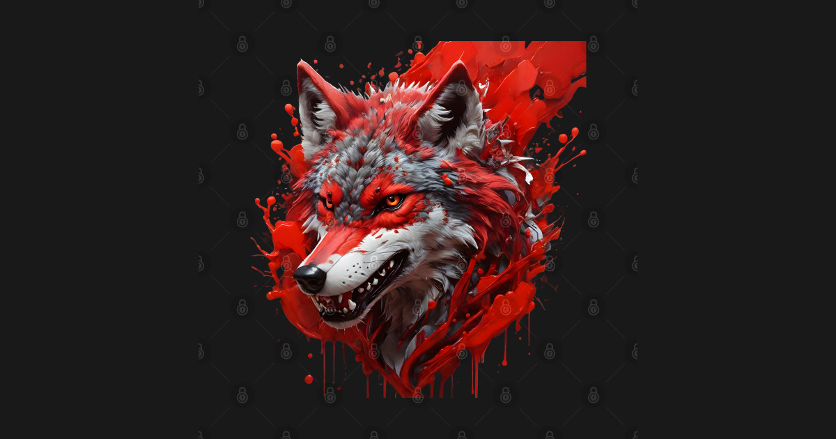 Red wolf head splash art - Red Wolf - T-Shirt | TeePublic