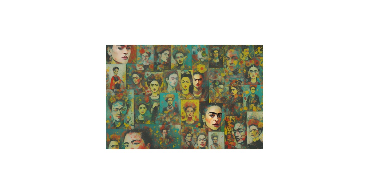 Frida Collage, Jackson Pollock Style - Retro Frida - T-Shirt | TeePublic