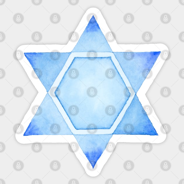 STAR OF DAVID in Blue Watercolor - Star Of David - Sticker | TeePublic