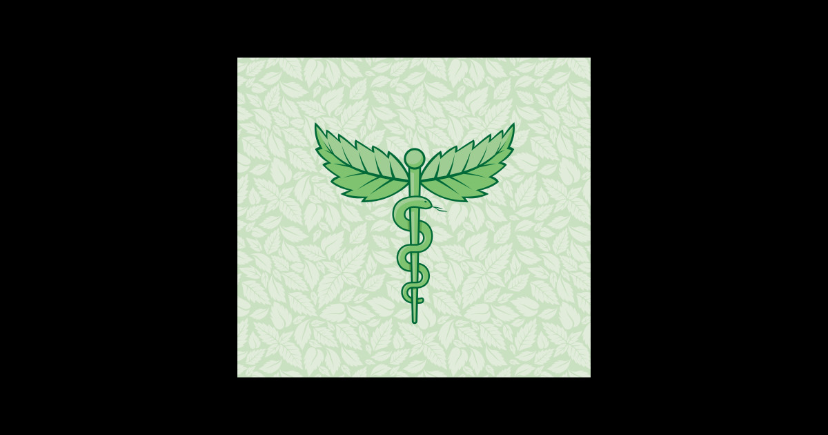 Caduceus with Leaves Background - Caduceus - Posters and Art Prints ...