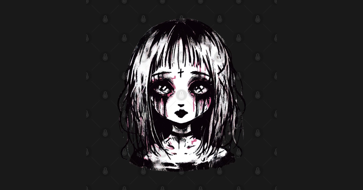 Sad Gothic Girl – Creepy Manga Horror Aesthetic - Gothic Girl - T-Shirt ...