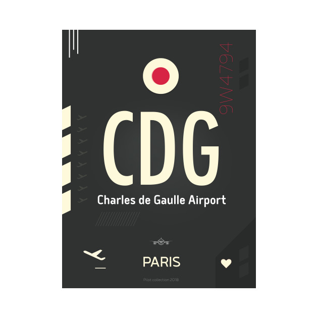 CDG Charles de Gaulle Airport - Airport Tags - T-Shirt | TeePublic