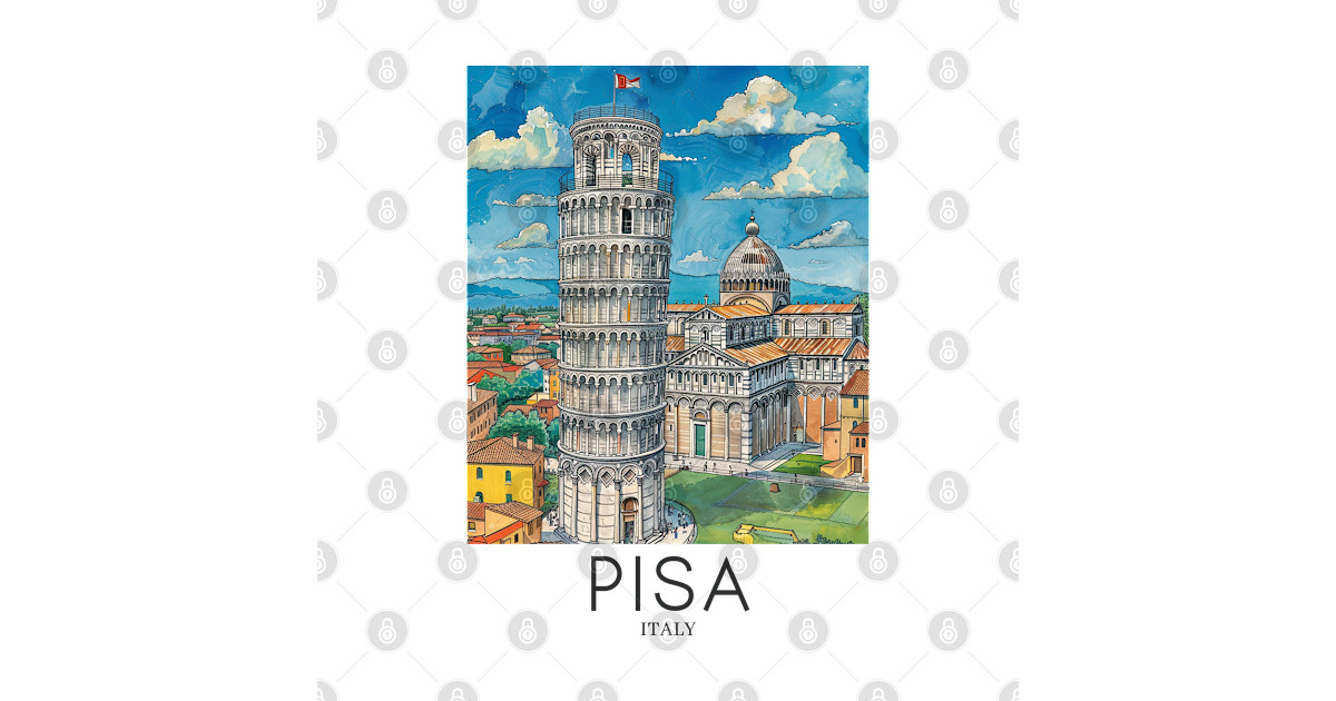A Pop Art Travel Print of Pisa - Italy - Pisa - T-Shirt | TeePublic