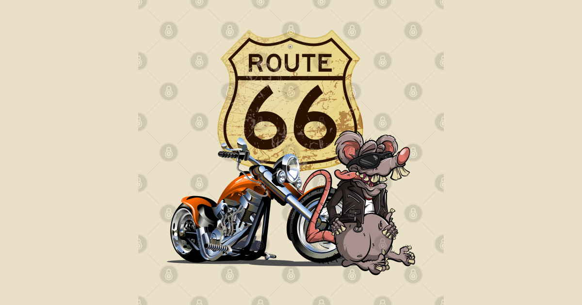 Roddy Rat Cartoon Rat Fink Motorcycle Biker Route 66 Road Sign - Route ...