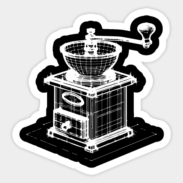 vintage coffee grinder 3d wireframes design - Coffee Grinder - Sticker ...