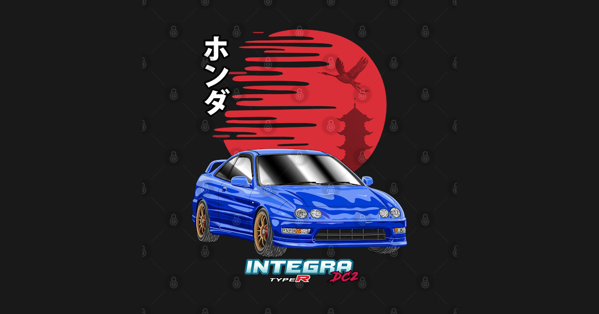 Blue Honda Integra Type R DC2 Nippon Sun - Integra - T-Shirt | TeePublic