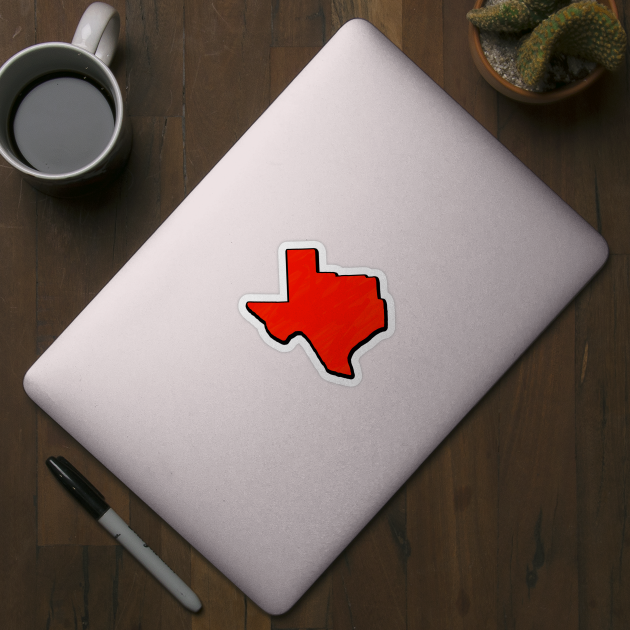 Bright Red Texas Outline - Bright Red Texas Outline - Sticker | TeePublic