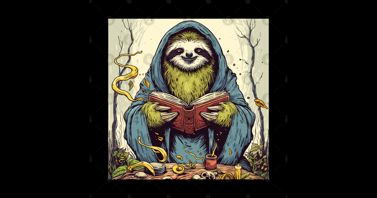 Retro Vintage Sloth Wizard - Sloth - Sticker | TeePublic