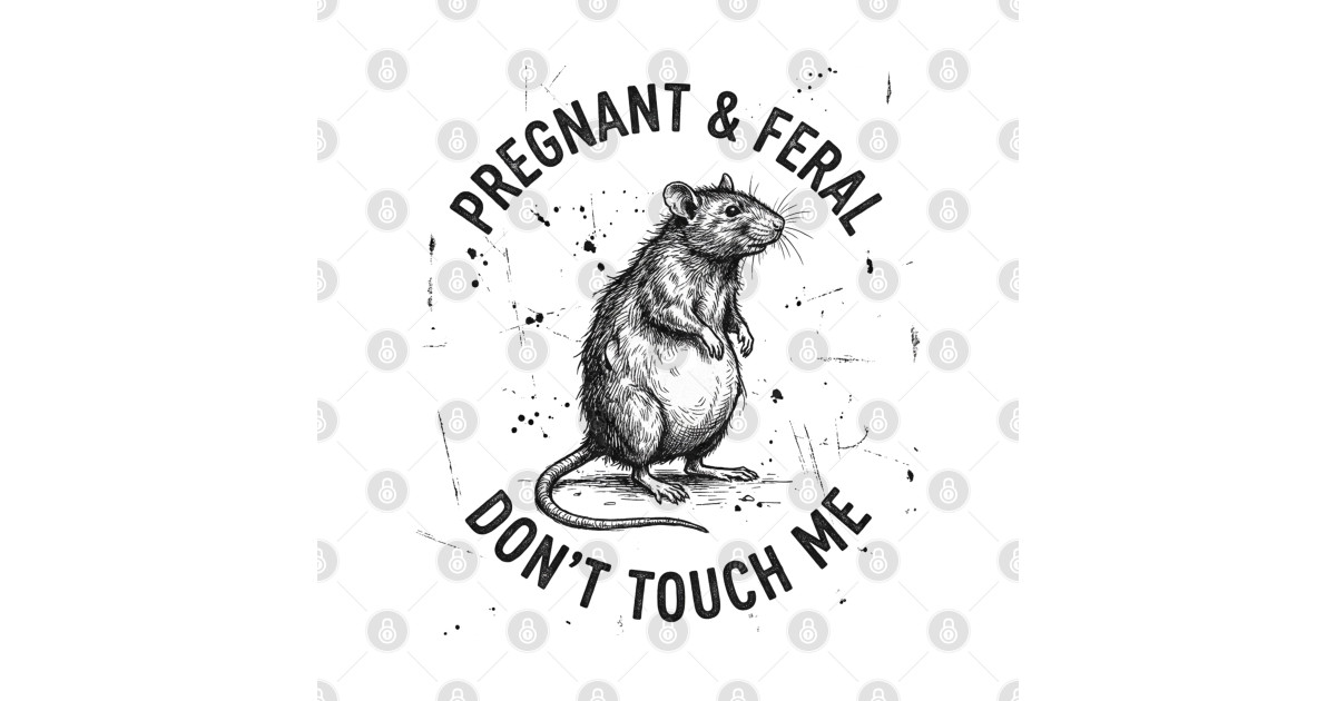 Pregnant & Feral Don't Touch Me Rat Lover Funny - Pregnant Rat - T ...