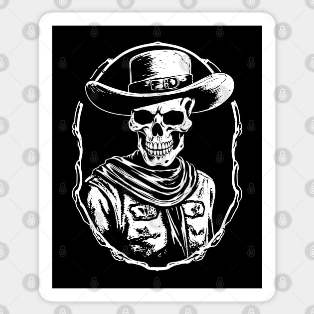 Skeleton Cowboy Western - Skeleton Cowboy Western - Sticker | TeePublic