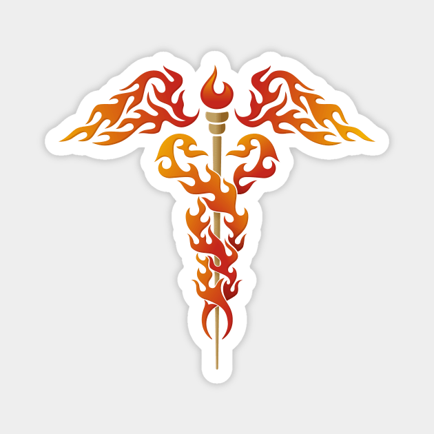 Flames Caduceus - Caduceus - Magnet | TeePublic