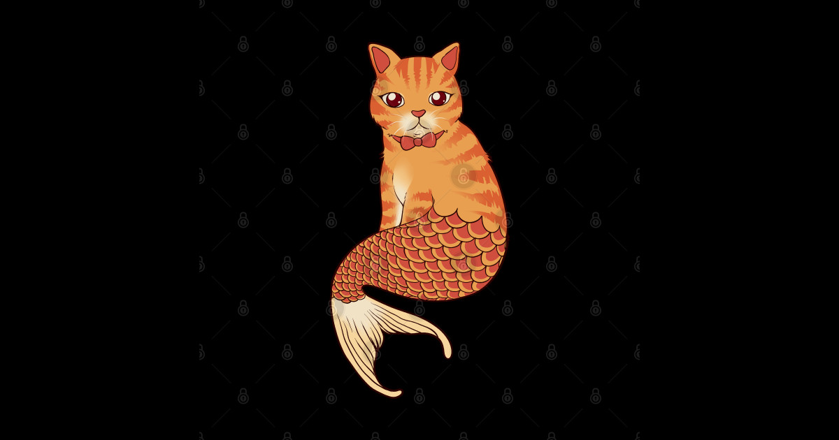 The cat mermaid - Cat Mermaid - Sticker | TeePublic