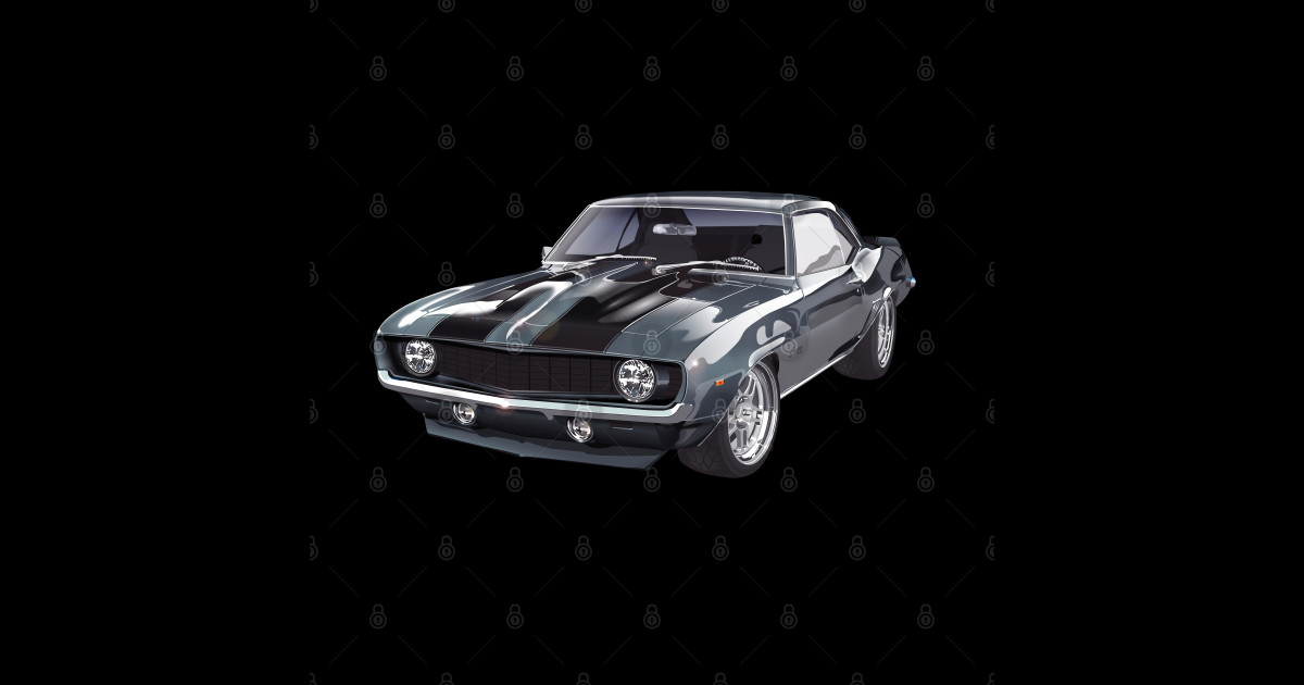 Chevy Camaro Muscle Car 1969 Steel Grey - Muscle Car - Sticker | TeePublic