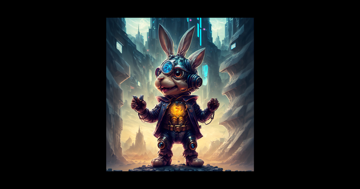Alien cyborg bunny in sci-fi city landscape - Sci Fi - Posters and Art ...