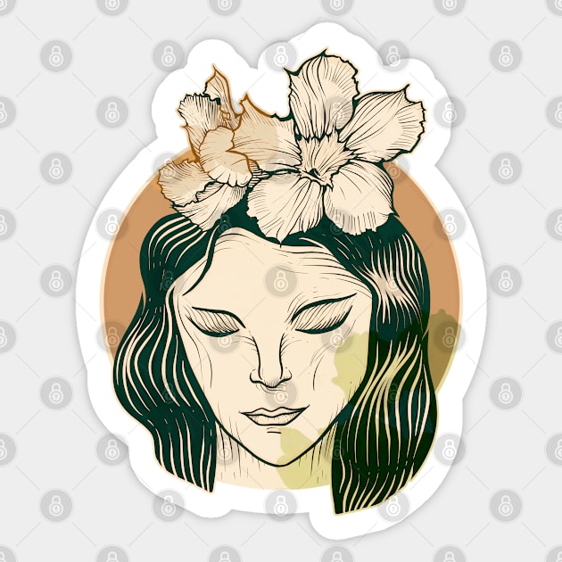 Beautiful woman face - People - Sticker | TeePublic