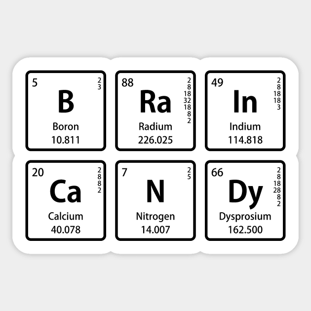 BRaIn CaNDy in Periodic Table Element Symbols - Brain - Sticker | TeePublic