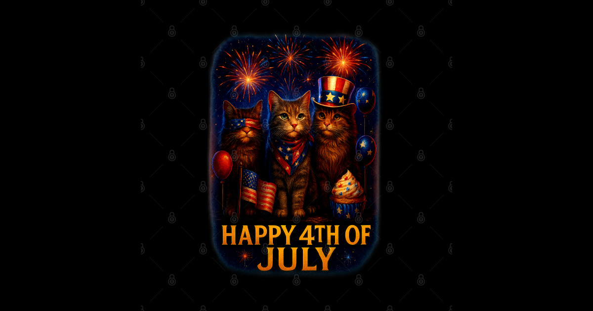 Happy 4th of July Cute Patriotic Cats America Flag USA - Cute Cats July ...