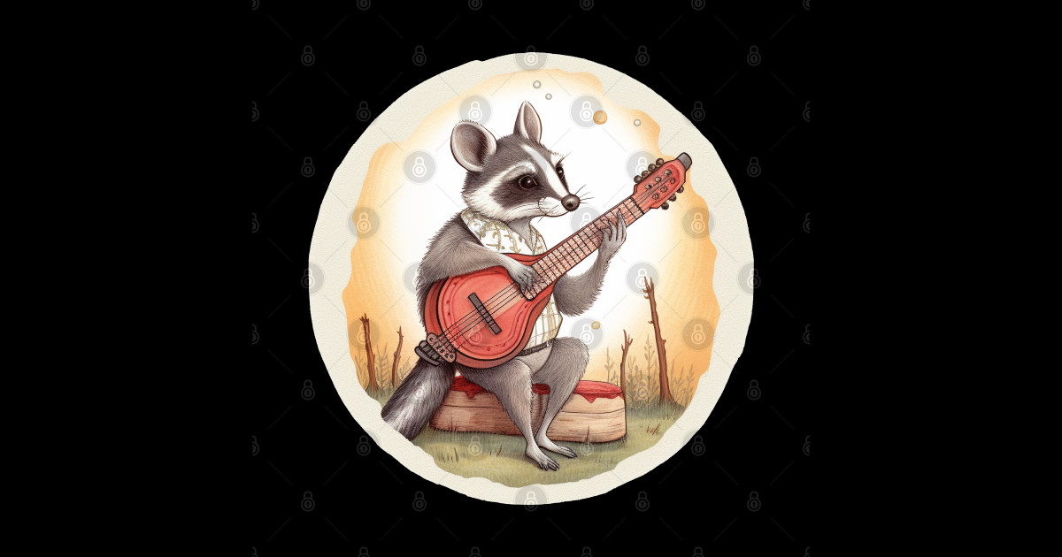 Opossum playing banjo - Banjo - Sticker | TeePublic