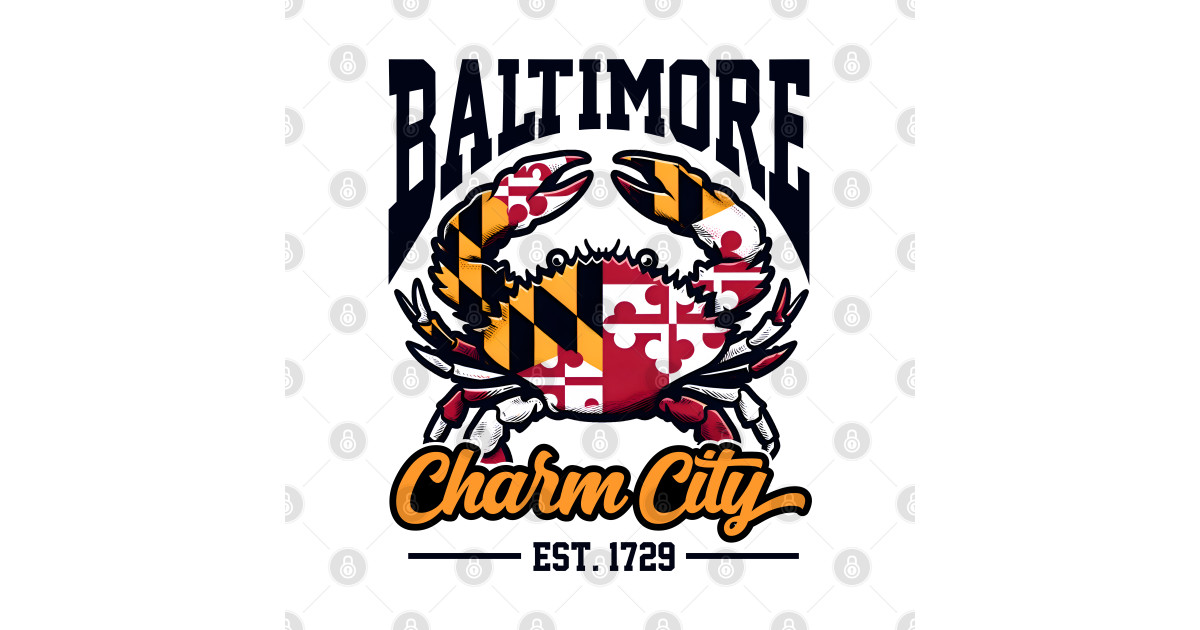 Baltimore Charm City Crab - Baltimore Crabs - T-Shirt | TeePublic
