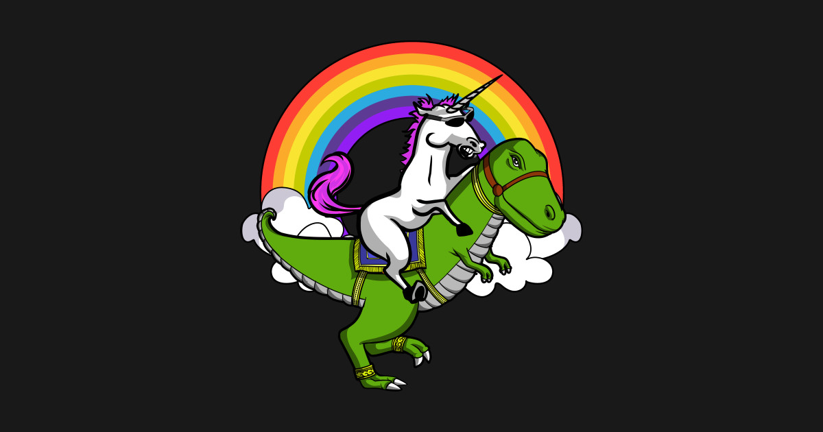 Unicorn Riding T-Rex Dinosaur - Unicorn Riding Dinosaur - T-Shirt ...