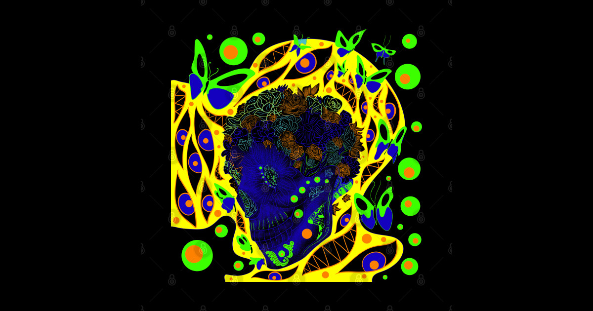 skull in blue hell ecopop art wallpaper in underworld inferno ...