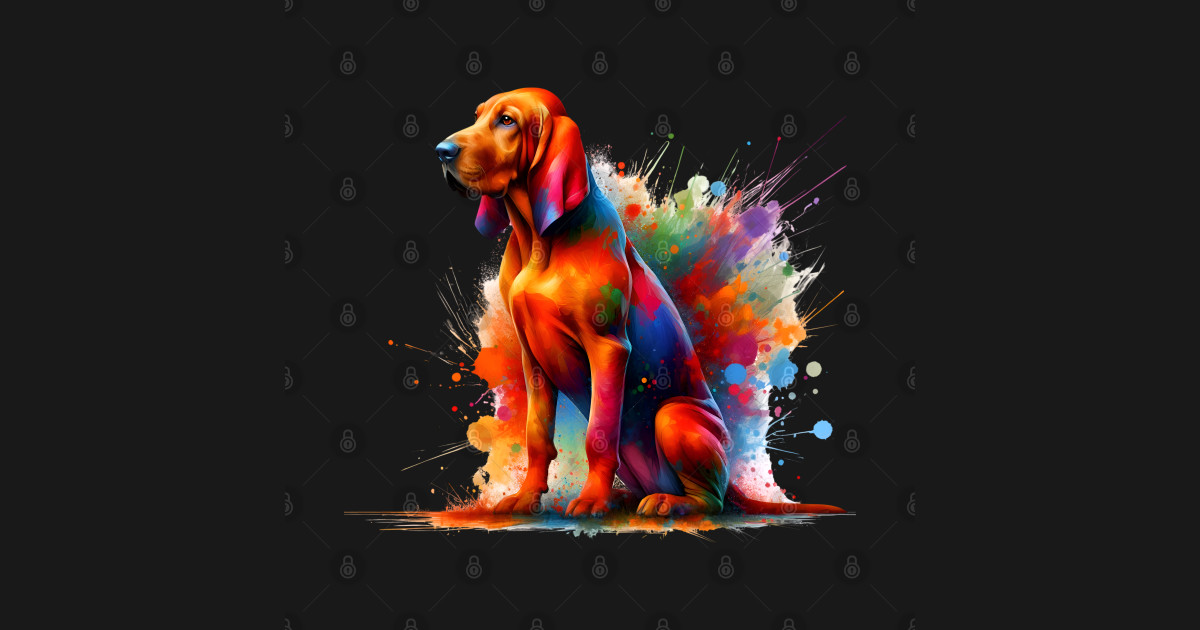 Redbone Coonhound Captured in Vivid Splash Art - Redbone Coonhound - T ...