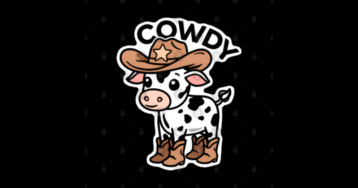 Cow in Cowboy Boots and Hat - Cowdy - Sticker | TeePublic