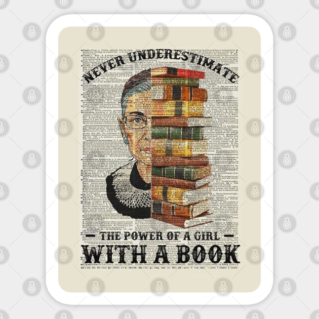the power of a book - Rip Rbg - Sticker | TeePublic