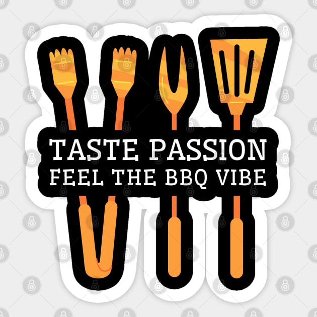Taste Passion Feel The BBQ Vibe Golden Grill Tools - Bbq - Sticker ...