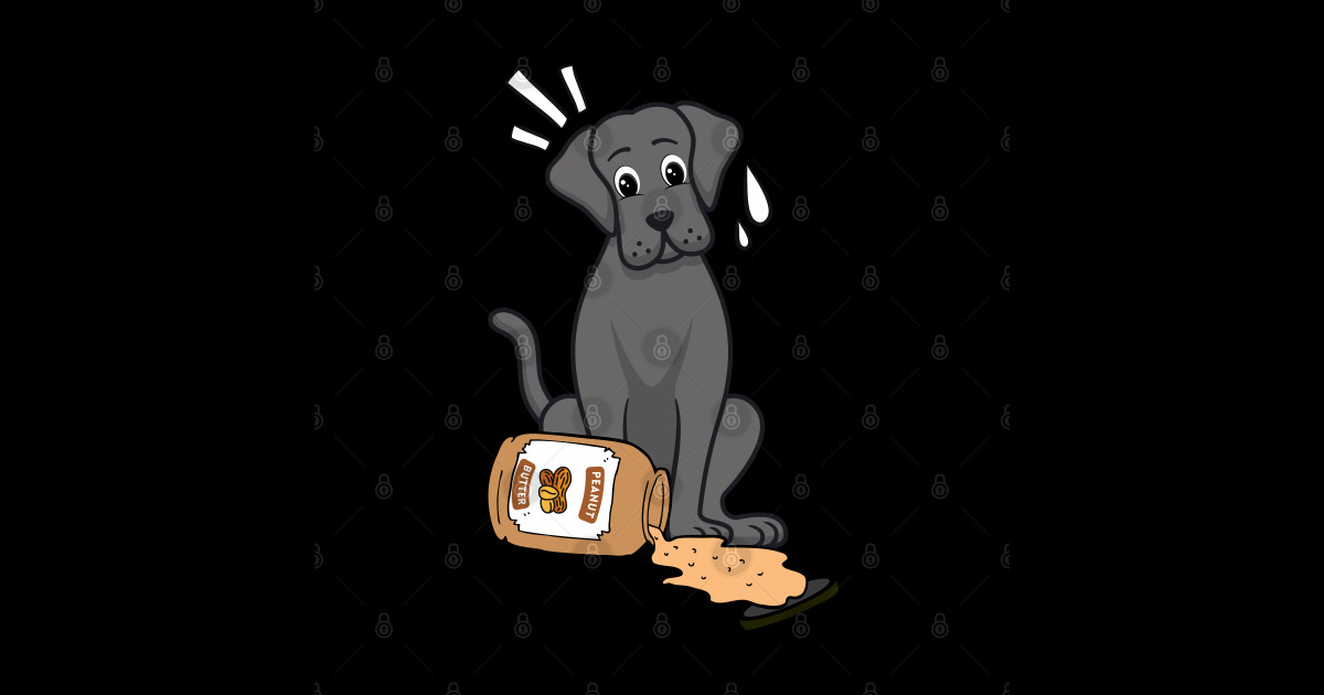 Cute Big Dog spilled a jar of peanut butter - Spilled Pets - Sticker ...