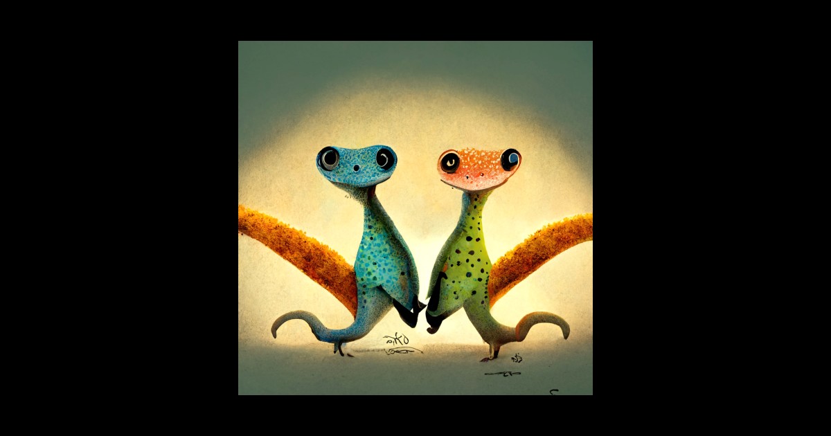 Two cute geckos staring at you - Gecko - Sticker | TeePublic