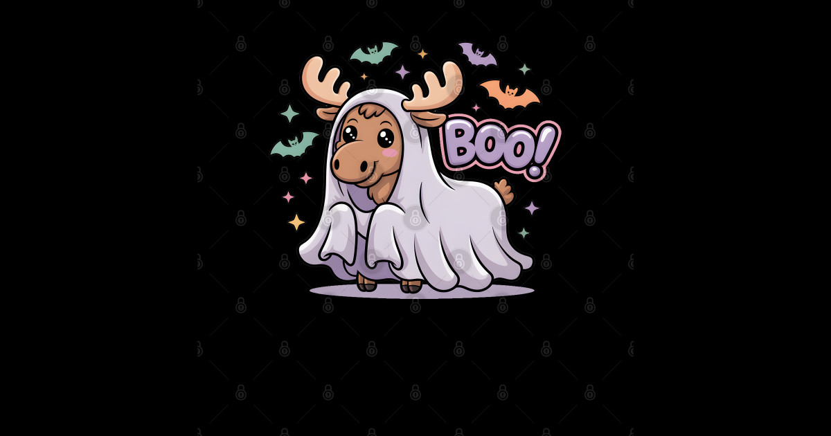 Spooky Moose Ghost Boo Costume - Funny Moose Ghost Halloween - Sticker ...