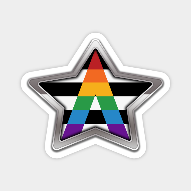 Large LGBT Ally Pride Flag Colored Star with Chrome Frame - Straight ...
