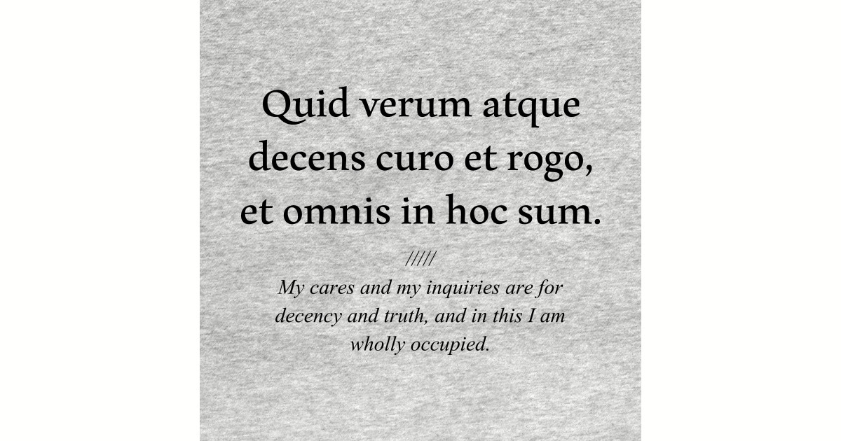 Latin quote: Quid verum atque decens curo et rogo, et omnis in hoc sum ...