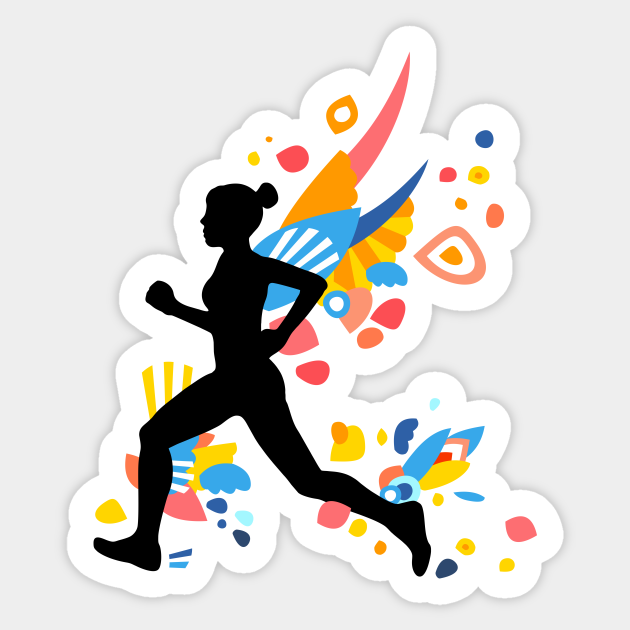 Colorful Energy - Running Girl Silhouette - Running Girl - Sticker ...