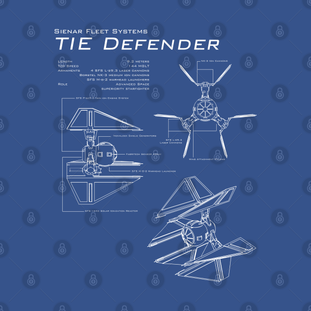TIE Defender Blueprint - Star Wars - T-Shirt | TeePublic