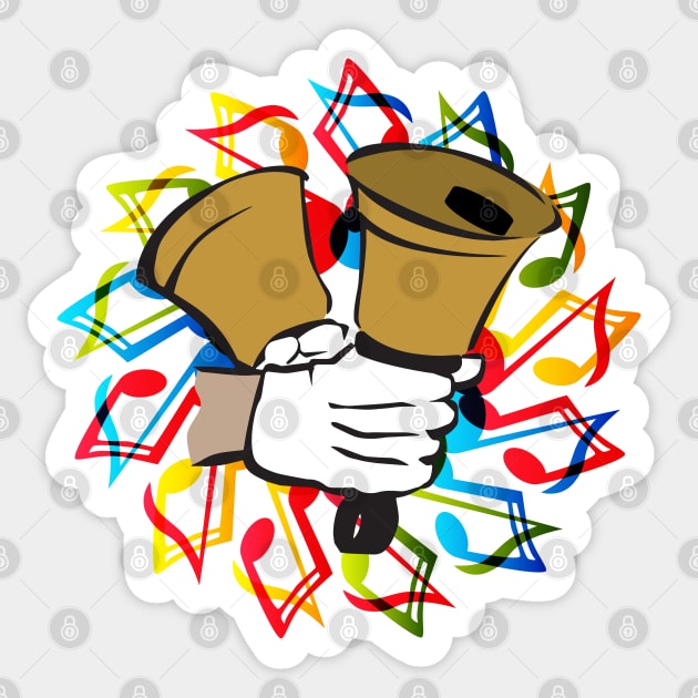 Handbells and Music Notes - Handbell - Sticker | TeePublic