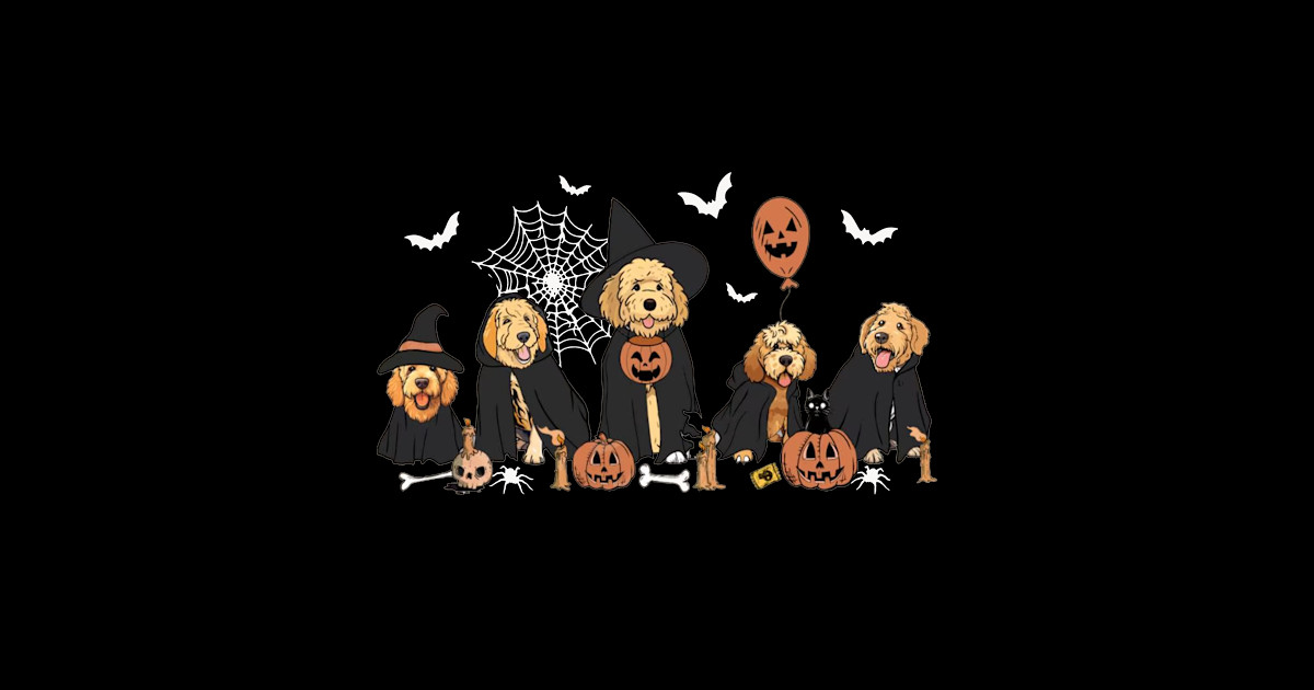 Ghost And Witch Goldendoodle Halloween - Ghost And Witch Goldendoodle ...