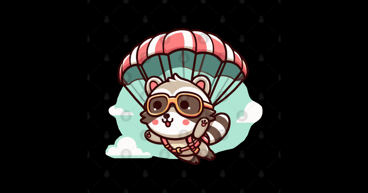 funny raccoon skydiving - Funny Raccoon - Sticker | TeePublic