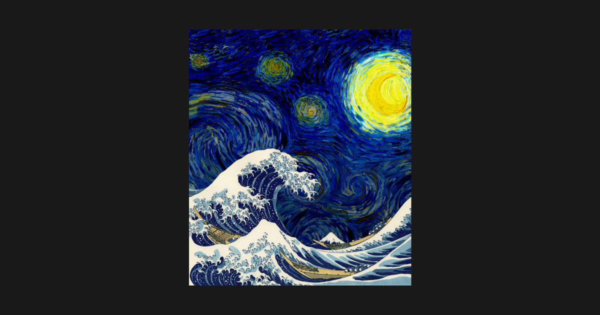 The Great Wave off Starry Night - Starry Night - T-Shirt | TeePublic