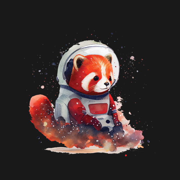 Space Red Panda Astronauts spacecraft Watercolor - Red Panda - T-Shirt ...