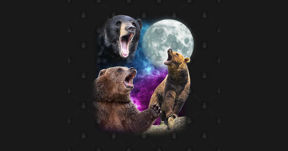 Three Black Bears Howling At The Moon Animal Cute Pet Humor - Black ...