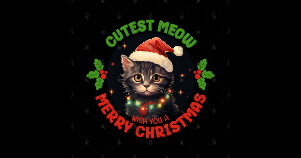cutest meow wish you a merry christmas - Santa Cat - Sticker | TeePublic